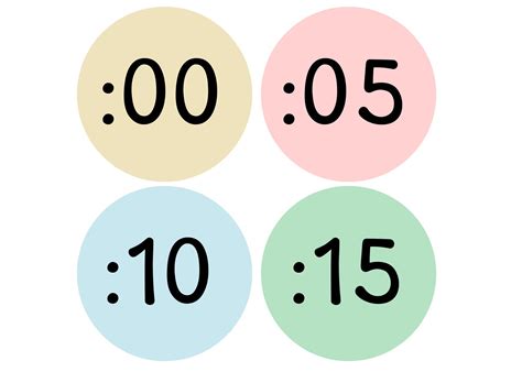 Clock Numbers Printable Wall Clock Number Display Pastel Timecards Wall Display Decor Time