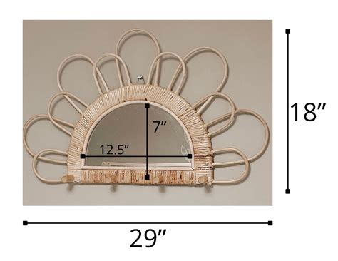 Rattan Mirror With Hooks Rattan Nursery Shelf Rattan Wall Etsy