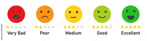 Feedback Star Rating Emoji Icon Set In Different Color Rating Emojis Isolated Set Five Star
