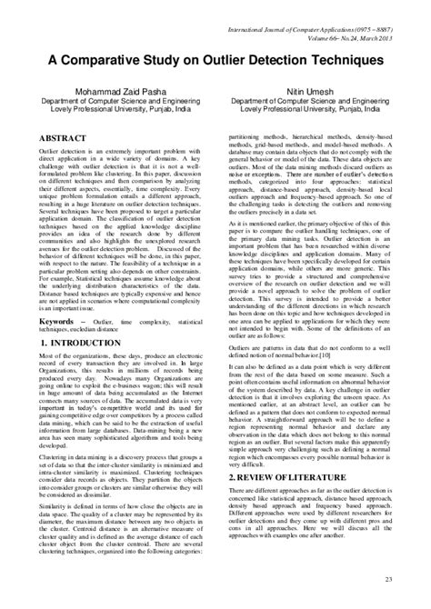 Pdf A Comparative Study On Outlier Detection Techniques
