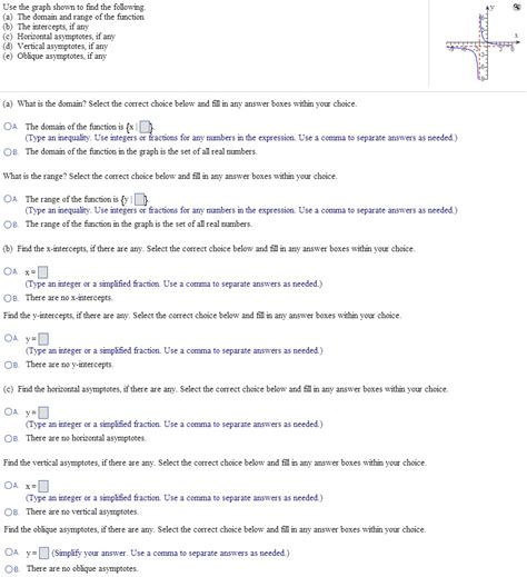 solved use the graph shown to find the following the domain