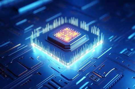 Premium Ai Image Futuristic Microchip Processor Central Processing Unit With Blue Light Background