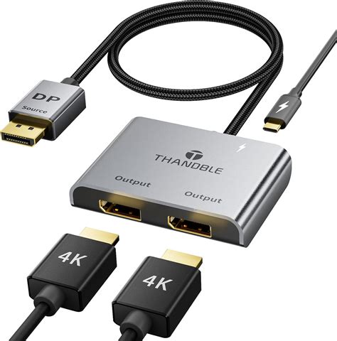 Thandble Displayport To Dual Displayport Splitter Adapter 4k 60hz Display Port 1
