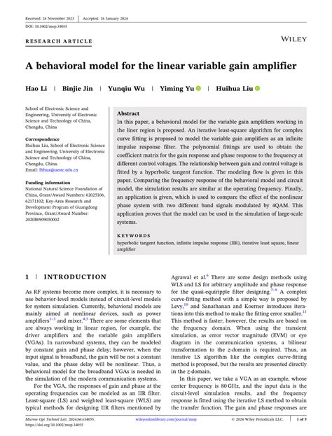 A Behavioral Model For The Linear Variable Gain Amplifier Request Pdf