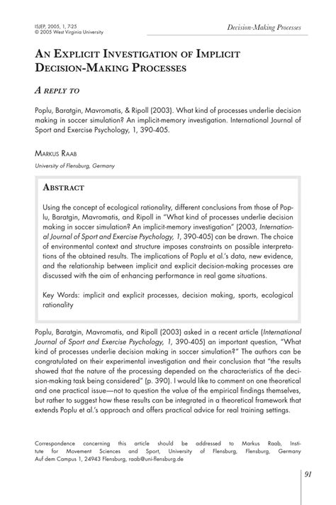 Pdf An Explicit Investigation Of Implicit Decision‐making Processes