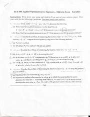 Applied Optimization For Engineers Midterm Exam Course Hero