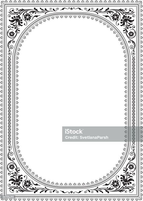 꽃 패턴과 화려한 직사각형 블랙 프레임 워크입니다 슬라브 스타일입니다 꽃무늬에 대한 스톡 벡터 아트 및 기타 이미지 꽃무늬 민족 벡터 Istock