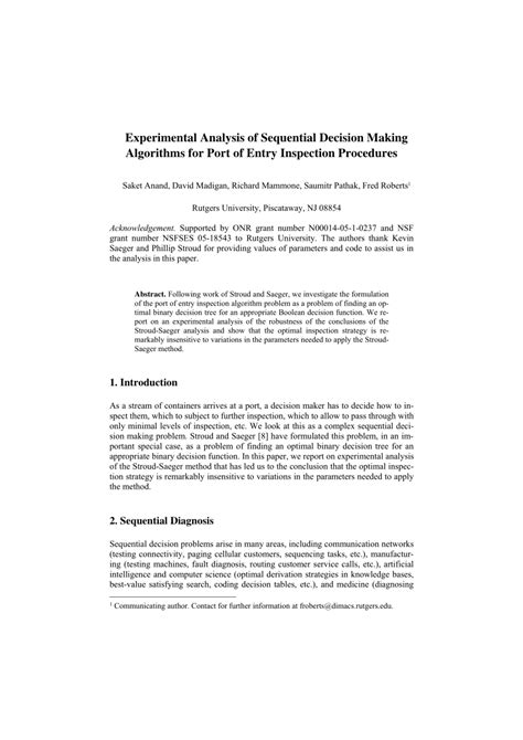 Pdf Experimental Analysis Of Sequential Decision Making Algorithms
