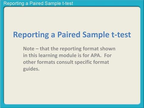 Reporting A Paired Sample T Test Pptx