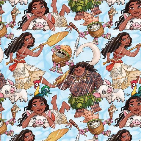 Moana Fabric Disney Princess Fabric Cartoon Cotton Fabric By The Half Yard Etsy