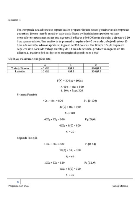 Pdf Ejercicios De Programación Lineal