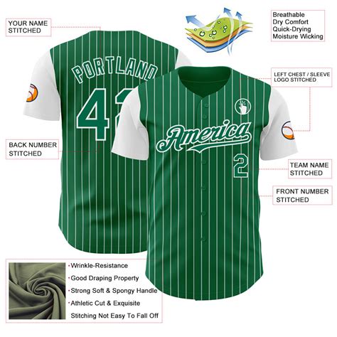Custom Kelly Green White Pinstripe White Authentic Two Tone Baseball