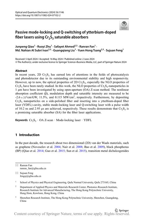 Passive Mode Locking And Q Switching Of Ytterbium Doped Fiber Lasers