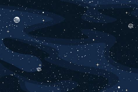 Premium Vector Cartoon Starry Sky Planets In Space Cosmos Or Galaxy