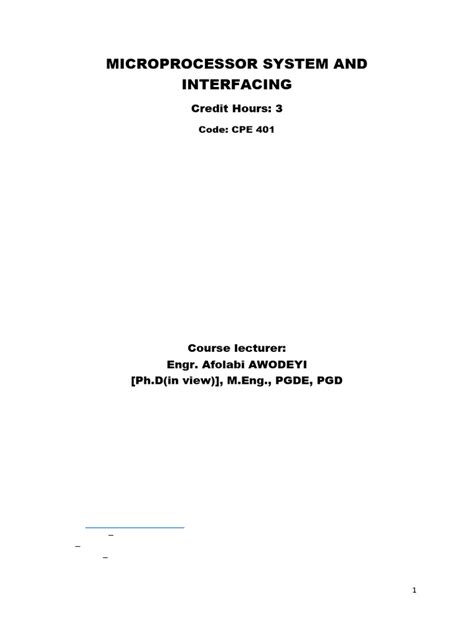 Microprocessor System And Interfacing Pdf Central Processing Unit