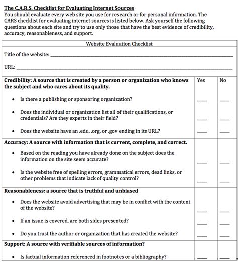 Evaluating Credibility Of Sources Worksheets