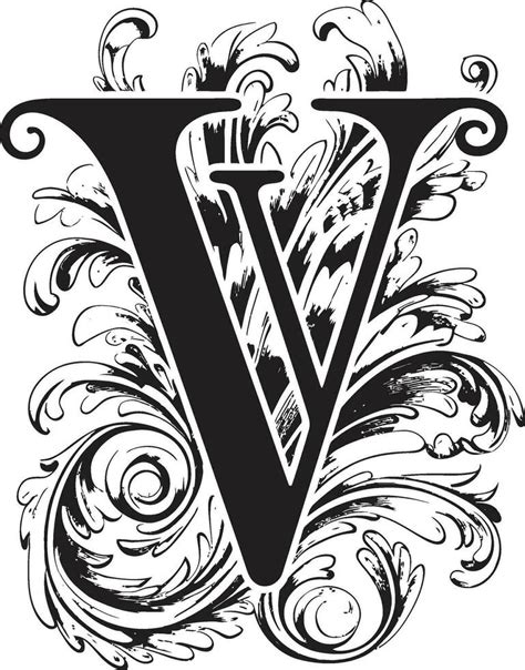 Voltaic Accents Electric Letter V Vector Art Vogue Flourish Chic Font V Decor Vector 36146334