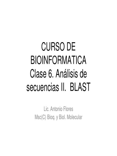 Análisis De Secuencias Blast En Bioinformática Pdf Sports