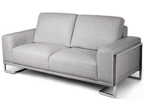 Michael Amini Mia Bella Gianna 2 Seat Top Grain Leather Loveseat Light Gray Luxedecor