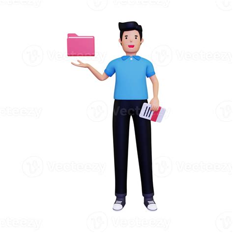 D Businessman Saving File PNG