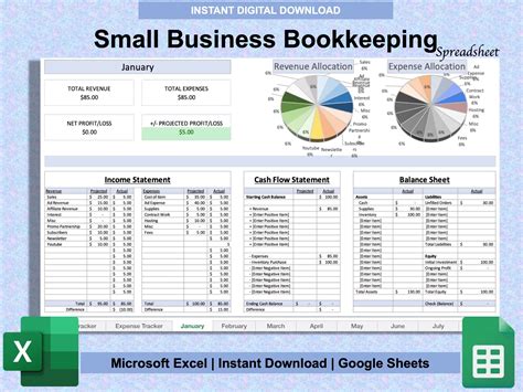 Small Business Bookkeeping Template Spreadsheet Easy Income And