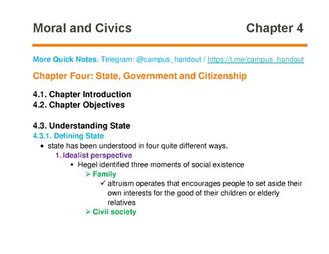 Civic Chap 4 Note Moral And Civics Chapter 4 More Quick Notes Telegram Campushandout