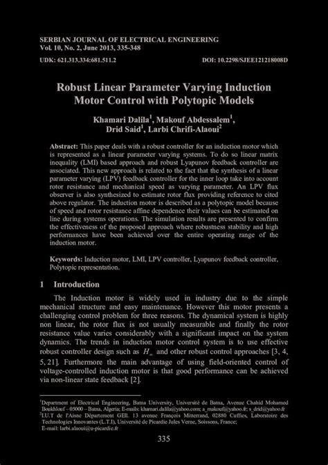 Pdf Robust Linear Parameter Varying Induction Motor Linear