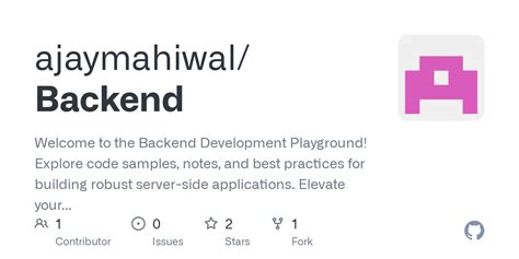 Github Ajaymahiwalbackend Welcome To The Backend Development Playground Explore Code