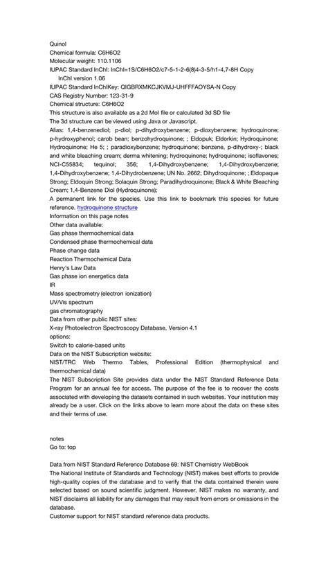 Structure Of Hydroquinone