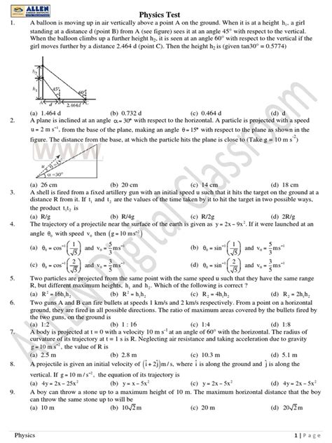 Projectile Motion Pdf Trajectory Projectiles