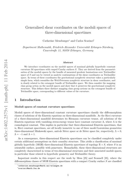 Pdf Generalised Shear Coordinates On The Moduli Spaces Of Three Dimensional Spacetimes