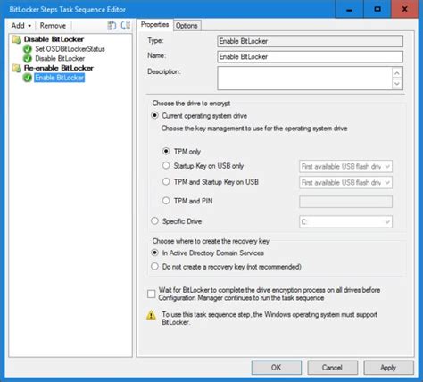 how to detect suspend and re enable bitlocker during a task sequence