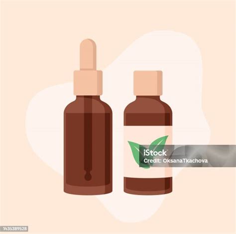 베이지 색 배경에 호박색 유리 병에 에센셜 오일 플랫 벡터 일러스트 레이 션 아로마 테라피에 대한 스톡 벡터 아트 및 기타 이미지 아로마 테라피 0명 갈색 Istock