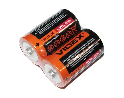 ᐉ Батарейки Videx D/R20 1,5V 2 шт. (R2OP/D 2pcs Bulk) • Краща ціна в ...