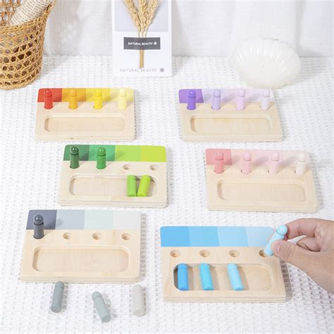 Wooden Montessori Toy Color Sense System Training Wood Insert Board 24