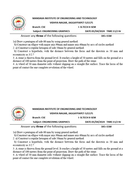 engineering graphics question paper mid 1 pdf technology and engineering