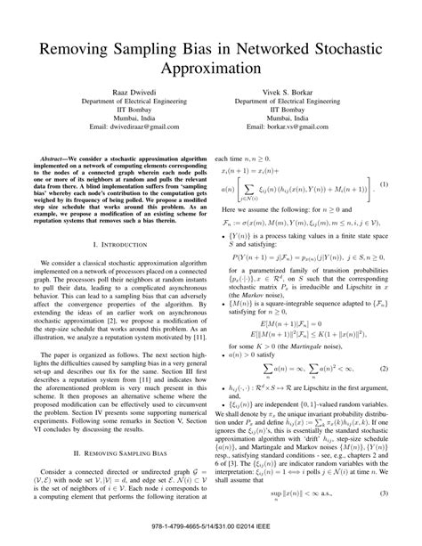 Pdf Removing Sampling Bias In Networked Stochastic Approximation