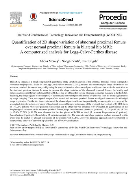Pdf Quantification Of 2d Shape Variation Of Abnormal Proximal Femurs