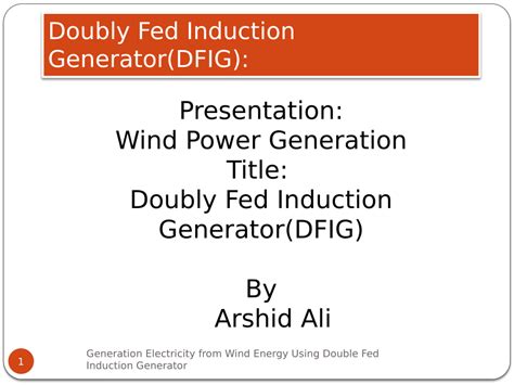 Pdf Doubly Fed Induction Generatordfig Basics