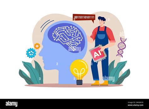 A Vector Of The Scientist Working On The Artificial Intelligence Model Stock Vector Image And Art