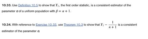 Solved 1033 Use Definition 105 To Show That Y1 The First