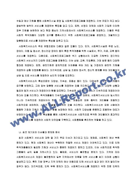 우리나라 사회복지서비스전달체계의 유형과 특성을 기술하고 최근 제기되는 이슈들을 중심으로 문제점을 체계적으로 분석하여 그 결과를 토대로~인문사회레포트