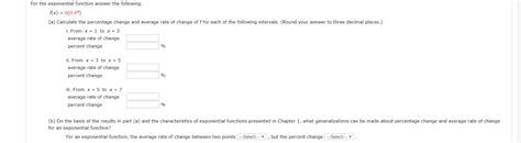 Solved For The Exponential Function Answer The Following Chegg