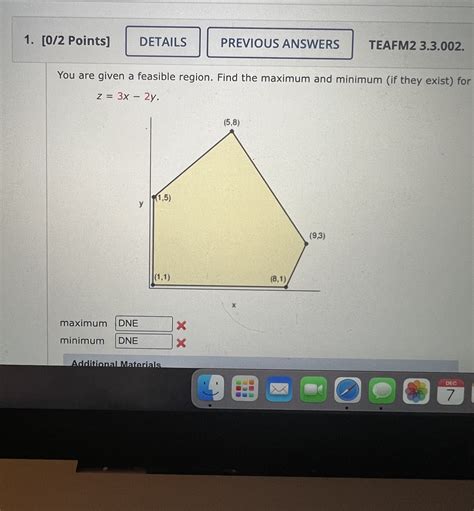 Solved You Are Given A Feasible Region Find The Maximum And