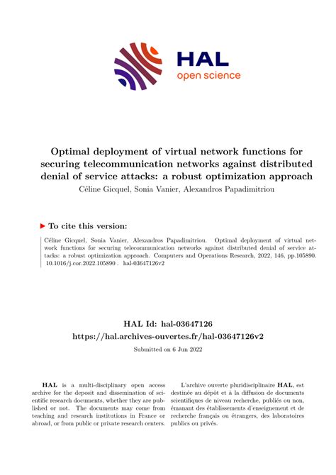 Pdf Optimal Deployment Of Virtual Network Functions For Securing Telecommunication Networks