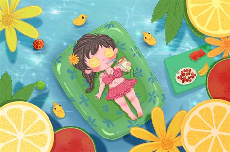 여름 수영 멋진 일러스트레이션 일러스트 무료 다운로드 Lovepik