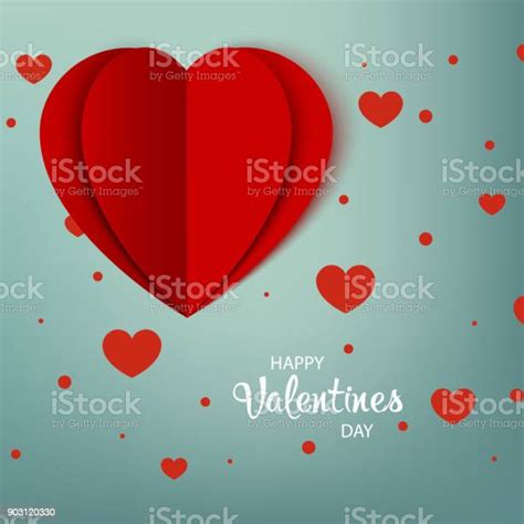 해피 발렌타인 데이 하루 인사말 카드 레드 종이 마음 배경 마음에 그림자 0명에 대한 스톡 벡터 아트 및 기타 이미지 0명