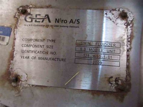 Gea Niro Swirl Fluidizer System Model 63 20903 New Used And