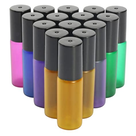 15pcs 5ml Empty Roll On Glass Bottle Colorful Fragrance Perfume