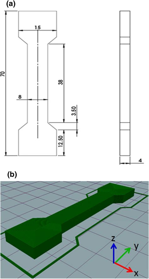 Specimen For Tensile Test A Specimen Dimensions B 3d View Of The